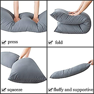ELNIDO QUEEN Body Pillow with Pillowcase - Soft Long Bed Pillow for Adults - Breathable Full Body Pillow Insert for Sleeping, 20x54inches, Grey