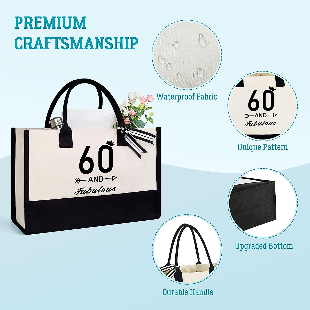 60th Birthday Gifts for Women, Happy 60 Birthday Presents Gift Ideas for Woman Mom Grandma Friends Sister, Funny 60 Year Old Gifts Baskets Box from Mothers Daughter Wife Her, Unique Bag Wine Bday Gift