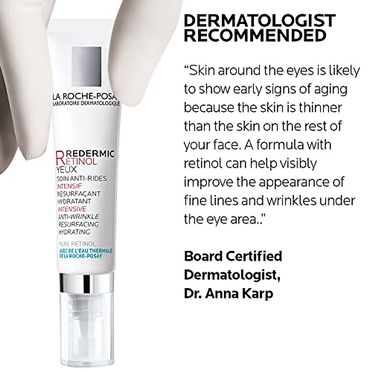 La Roche-Posay Redermic R Eyes Retinol Eye Cream, Anti-Aging Eye Cream to Reduce Wrinkles and Dark Circles With Pure Retinol and Caffeine, 0.5 Fl Oz (Pack of 1)