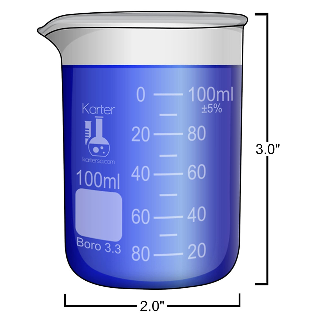 Beaker Low Form Glass Graduated 100ml