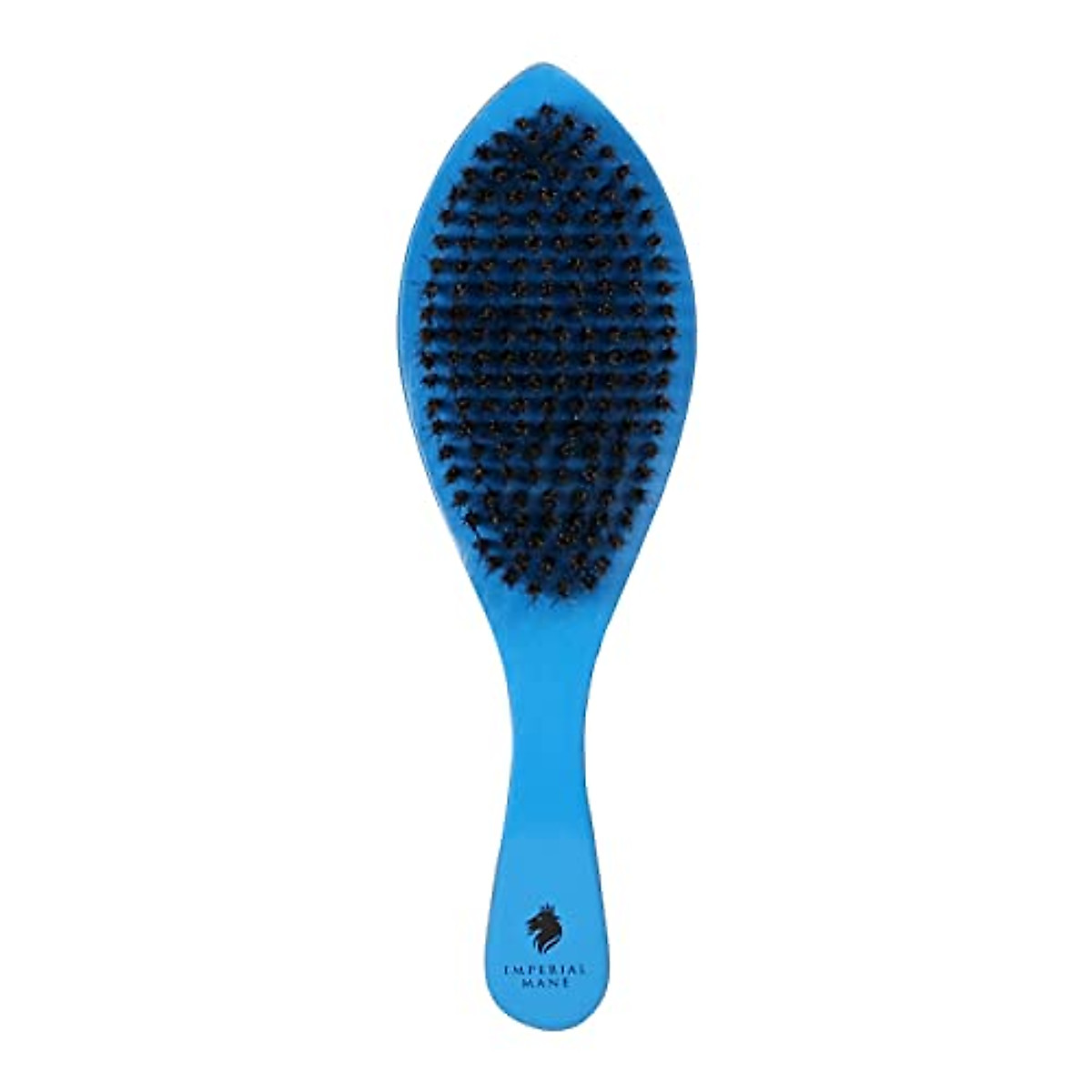 IMPERIAL MANE Medium Curved Brush for Men - 360 All-Purpose Boar Bristle Brush for Waves, Thin and Normal Hair Cultivating, Polishing (Blue)