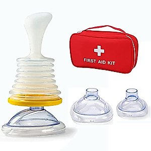 Missfeel Choking Rescue Device, Portable Choking Emergency Device with Red Portable Protective Bag, Stronger Suction First Aid Kit Suction Device with Masks for Child and Adults (Yellow1PCS)