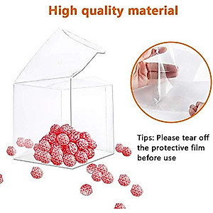 XP-ART 30 Pcs Candy Apple Boxes with Bamboo Apple Sticks, Clear Caramel Apple Box Plastic Gift Cookie Makaron Cupcake Packaging for Treats, Party Favors, 4" L x 4" W x 4" H