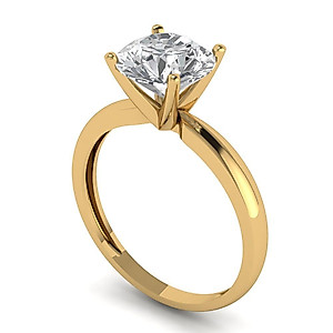 Clara Pucci 2.0 Ct Brilliant Round Cut Clear Simulated Diamond 14K Yellow Gold Solitaire Engagement Bridal Anniversary Ring Size 10