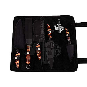 World Points WP-007 Custom Handmade Damascus Professional kitchen Chef knives set-5-Piece (Olive & Rose Wood)