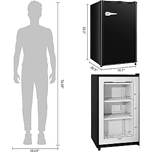 LHRIVER Mini Freezer Compact Upright Freezer, 1.2Cu.ft Small Freezer with Handle, Removable Shelves, Adjustable Thermostat, Low Noise Mini Freezers for Bedroom, Apartment, Home, Office, Black
