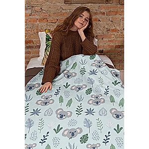 Cute Koalas Soft Throw Blanket All Season Microplush Warm Blankets Lightweight Tufted Fuzzy Flannel Fleece Throws Blanket for Bed Sofa Couch 50"x40"