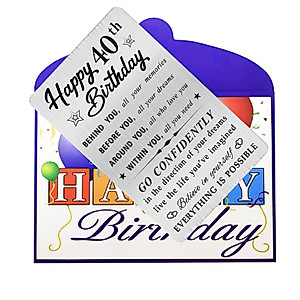 MOQIYXL Happy 40th Birthday Card for Men Women, Small Engraved Wallet Card for 40 Year Old Birthday Gifts