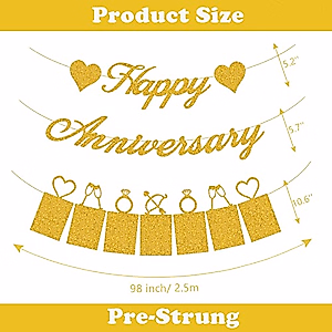 Happy Anniversary Party Decorations - Happy Anniversary Banner and Photo Banner for Wedding Anniversary Party decor