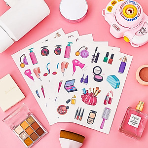 288 Pcs Spa Temporary Tattoos for Girls Pink Makeup Party Favors Spa Birthday Party Supplies Cute Fake Waterproof Tattoo Stickers Salon Party Decorations, 18 Sheets