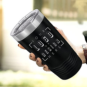 Personalized Stainless Steel Tumbler | Double Wall Stainless Steel Vacuum Insulated Water Bottle | Keeps Your Drink Hot & Cold | Coffee Cup for Travel, Work, Gym, Fitness (BLACK, 20 oz.)