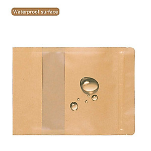 Kraft Heat Sealable Stand Up food Pouches Paper Mylar Bags With Window And Zip Lock,Heavy Duty Decorative Resealable Recycled For DIY Homemade Chips Favor Candy Cookies Christmas (50pcs 7x10+4inch)