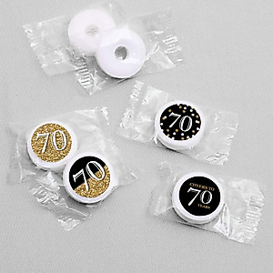 Big Dot of Happiness Adult 70th Birthday - Gold - Birthday Party Round Candy Sticker Favors - Labels Fit Chocolate Candy (1 Sheet of 108)