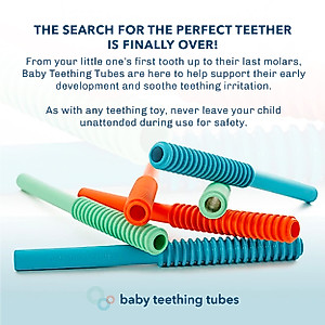Baby Teething Tubes - Made in The USA Baby Teething Toys - Soft & Durable Infant Toys and Toddler Silicone Teether - 7 Inches, Mint - Baby Must Haves for Teething Relief - Food Safe & Easy to Clean