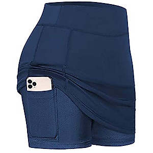 aihihe Skorts Skirts for Women with Pockets Active Athletic Skirt Sports Golf Tennis Running Pockets Skort Shorts Navy