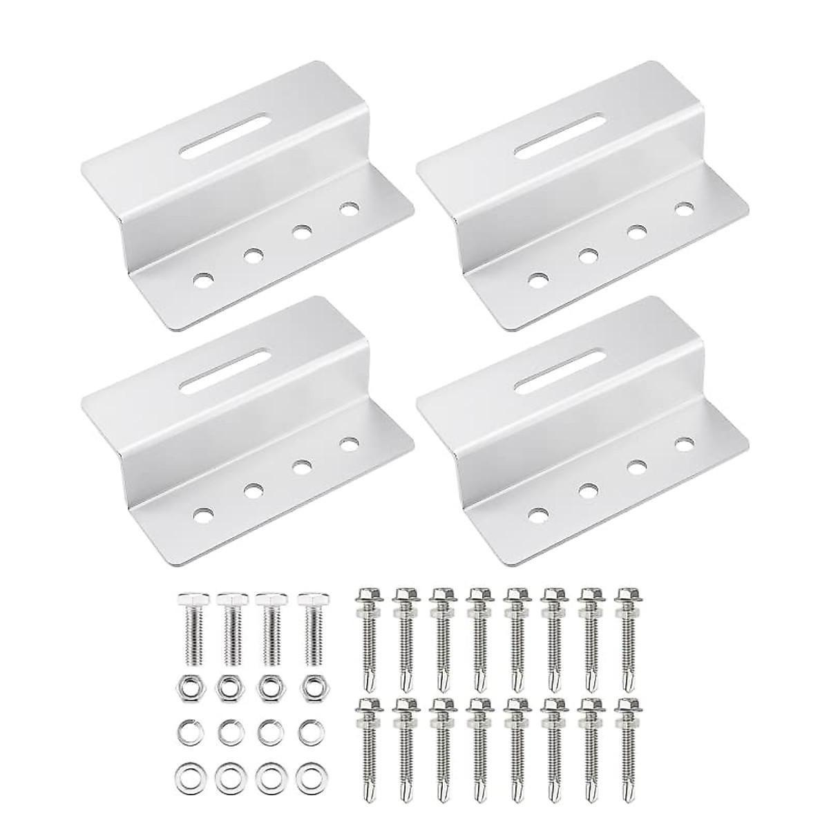 F-ber 4 Sets Z Mounting Aluminum Alloy Solar Panel Roof Mounting Bracket with Stainless Bolt for Carvan Roof Solar System Fitting