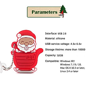 BorlterClamp 32GB USB Flash Drive Cute Christmas Santa Model Memory Stick New Year Gifts for Students and Children