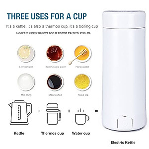 Portable Travel Electric Kettle Mini Thermos Fast Boil Teapot Heating Cup Stainless Steel Metal Bottle