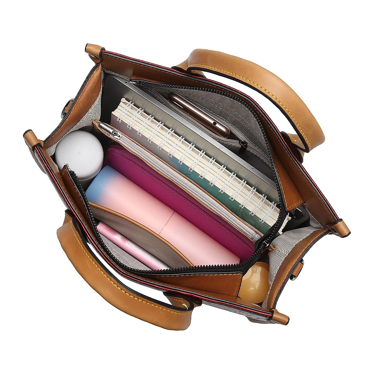 SHESTORY Women Genuine Leather Tote Handbag Shoulder Bag Women Crocodile Pattern Top-handle Purse (Wine)