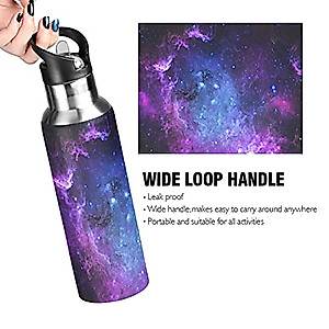 senya Water Bottle Handle Straw Lid, Universe Galaxy Nebula Space Vacuum Insulated Stainless Steel Thermos Water Bottle Leak Proof Sports Coffee Maker Cup