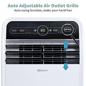 Shinco 12,000 BTU Portable Air Conditioner, Portable AC Unit with Built-in Cool, Dehumidifier&Fan Modes for Room up to 400 sq.ft, Room Air Conditioner with Remote Control, 24 Hour Timer, Installation Kit