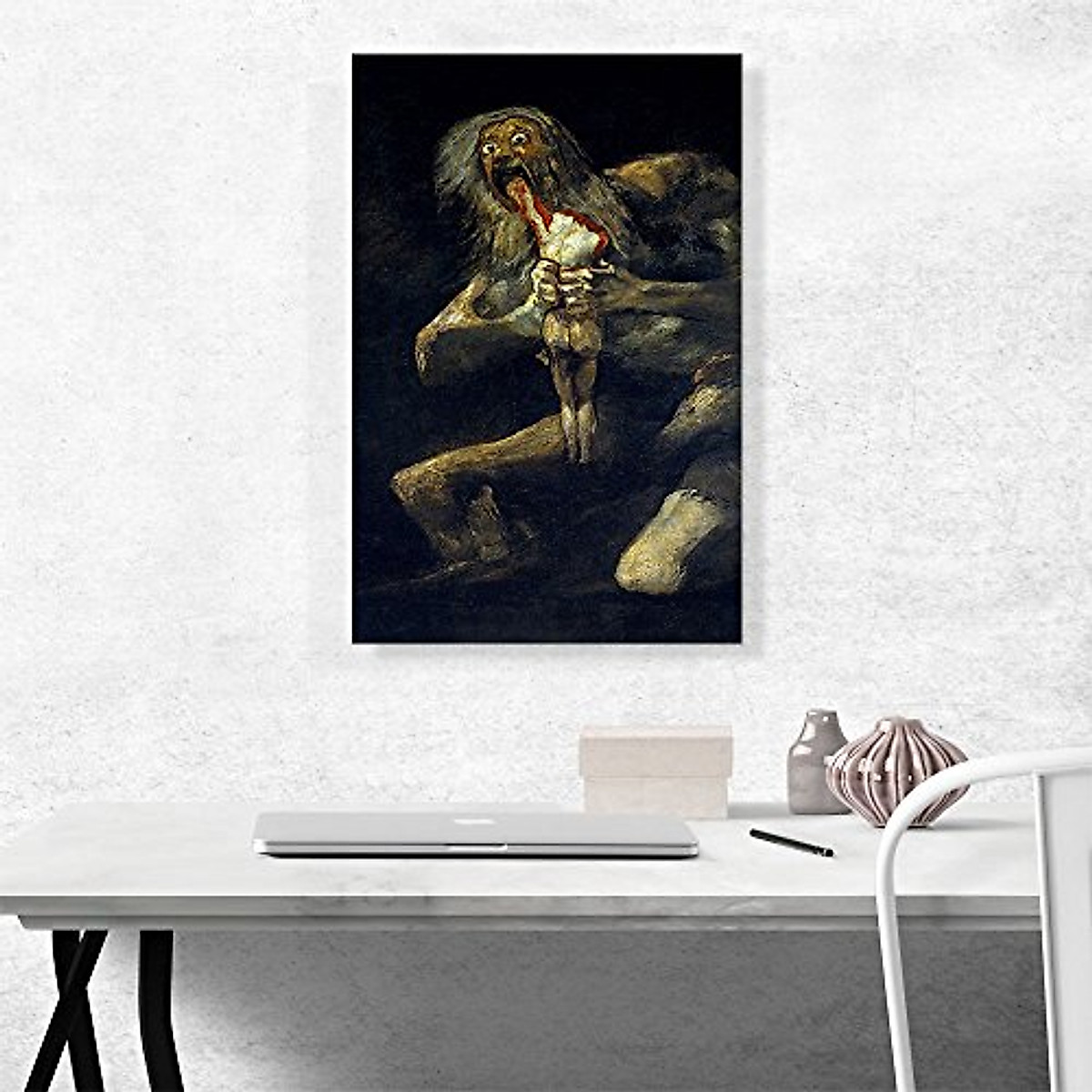 ARTCANVAS Saturn Devouring His Son 1823 Seen in Wall Street Movie Canvas Art Print by Francisco De Goya - 26" x 18" (0.75" Deep)
