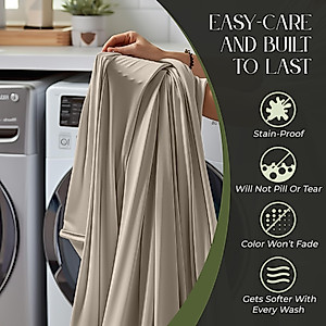 DECOLURE 100% Organic Viscose Derived from Bamboo Sheets Full Size 4pcs - Ultra Soft & Luxuriously Cooling, 17" Deep Pocket, Double Stitching, Perfect for Hot Sleepers - Full Bed Sheets (Taupe)