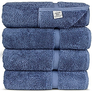Chakir Turkish Linens 100% Cotton Premium Turkish Towels for Bathroom | 27'' x 54'' (4-Piece Bath Towels - Wedgewood)