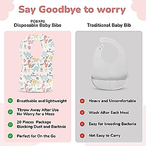 POUATU Premium Disposable Bibs Baby - Mess-Free Feeding and Easy Cleanup - Pack of 20