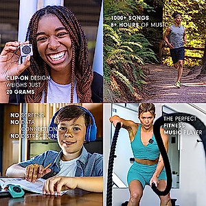 Mighty 3 Spotify & Amazon Music Player - Compatible with Bluetooth & Wired Headphones - 1,000+ Song Storage - Screen Free Music Player - No Phone Needed - (Black)