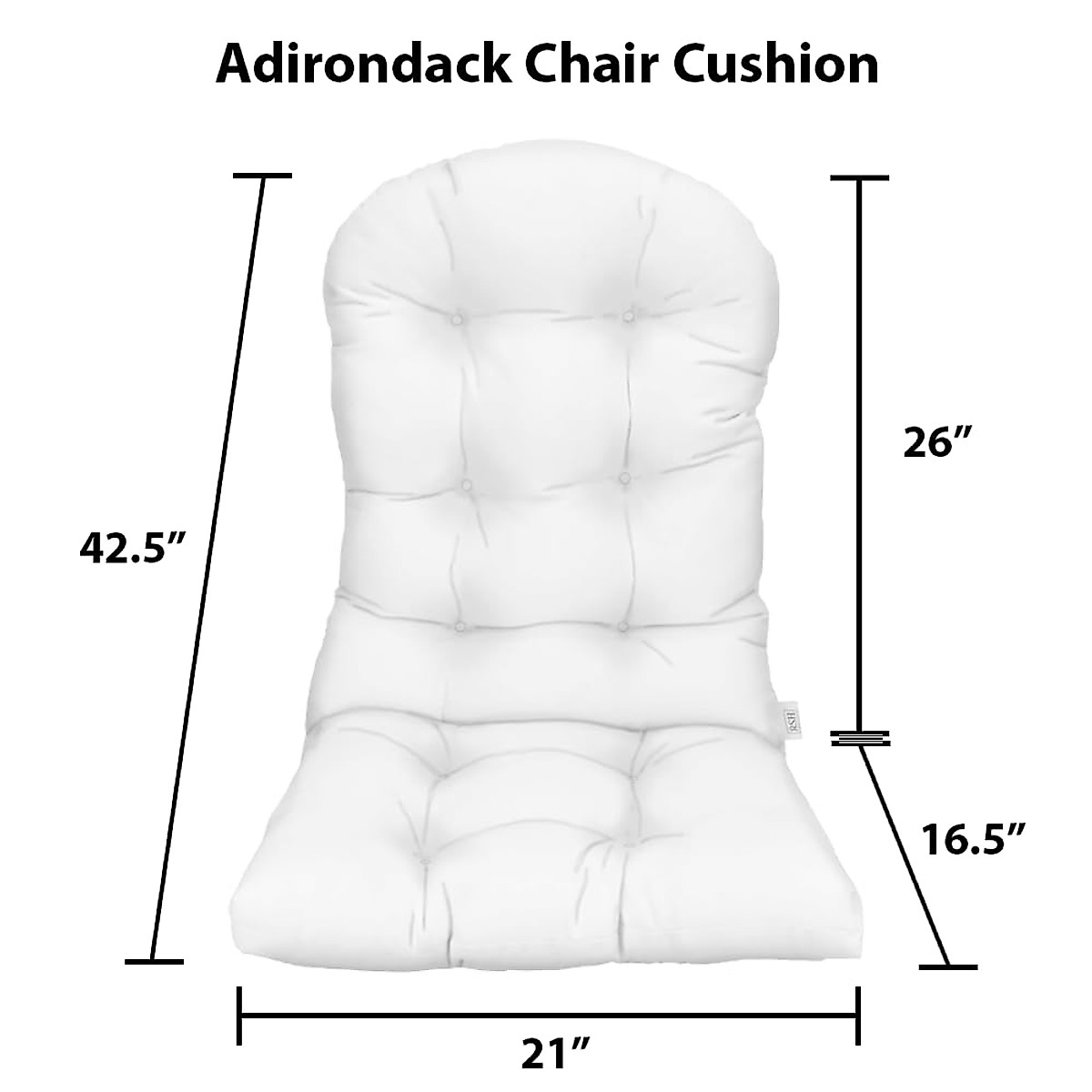 RSH Decor: Tufted Adirondack Chair Cushion | 42.5” x 21” | All-Weather Spun Fabric | Water and Fade-Resistant | Outdoor Cushion for Patio Furniture | Navy & White Stripe