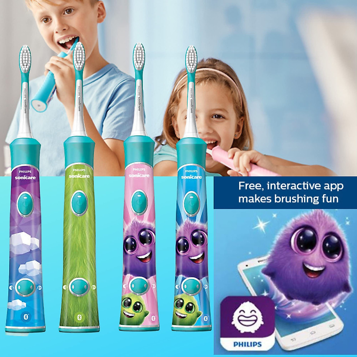 Philips Sonicare for Kids Ice Age, Bluetooth Connected Rechargeable Electric Toothbrush, HX6321/05