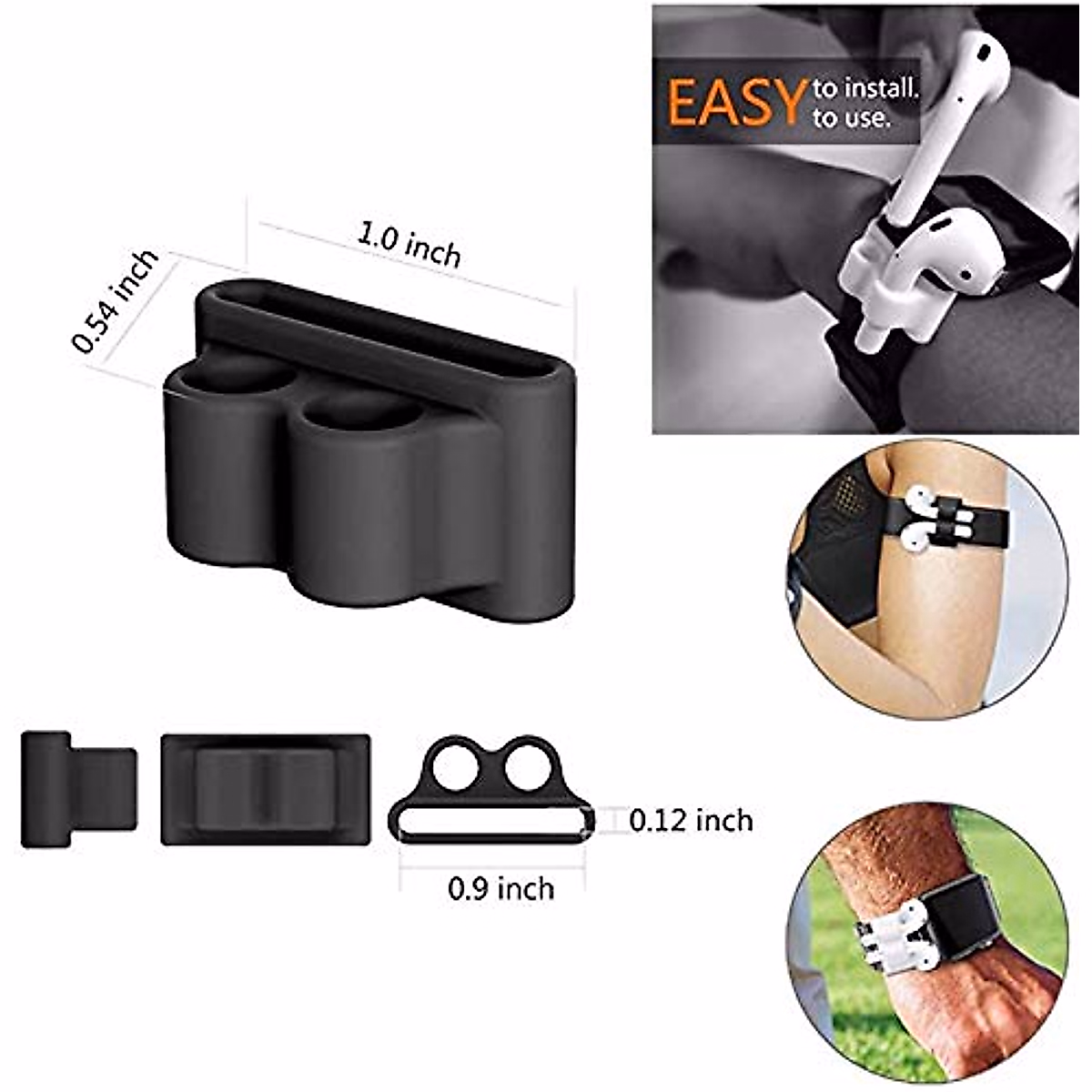 Loirtlluy 4 in 1 Anti-Lost Accessories for Airpods, Airpods Strap Magnetic Cord, Ear Hooks and Covers Compatible with Airpods 1 & 2, Airpods Watch Band Holder, Blac
