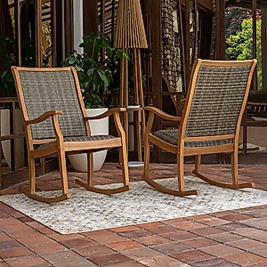 Cambridge Casual Auburn Upholstered Teak Wood Porch Rocking Chair