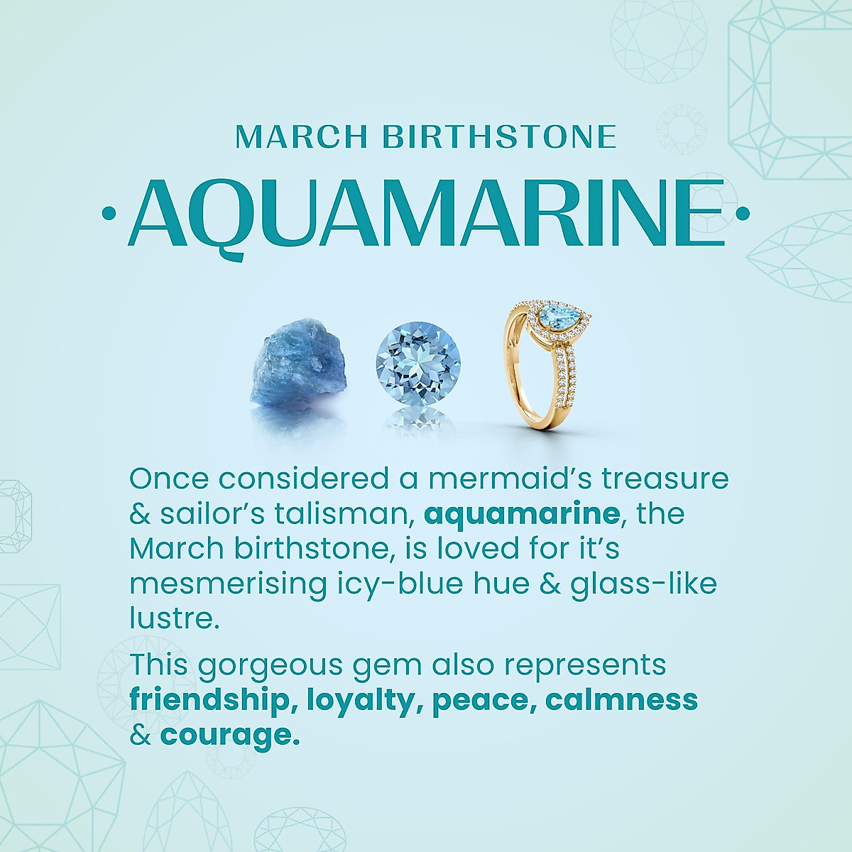 Angara Aquamarine and Diamond Twisted Vine Ring in 14K White & Rose Gold (5mm Aquamarine) March Birthstone