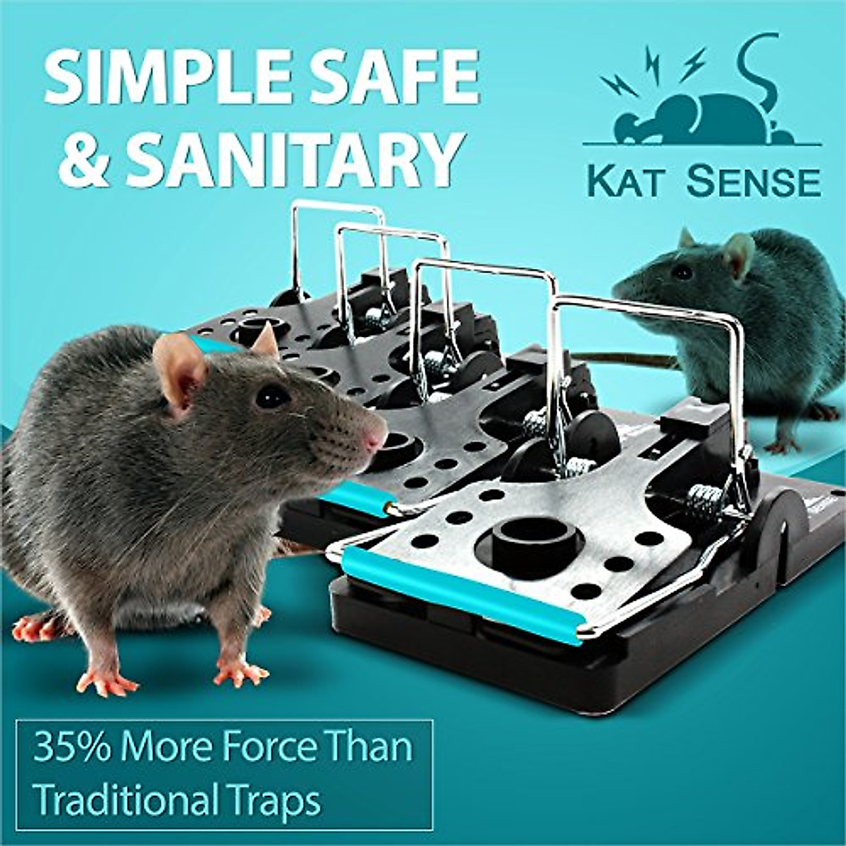 Rat Trap Outdoors, Set of 4, Reusable Indoor Pest Control Solutions for Trapping Large Rats, Chipmunks Squirrels. Instant Humane Kill Rodent Snap Traps That Work, A Better Effective Alternative