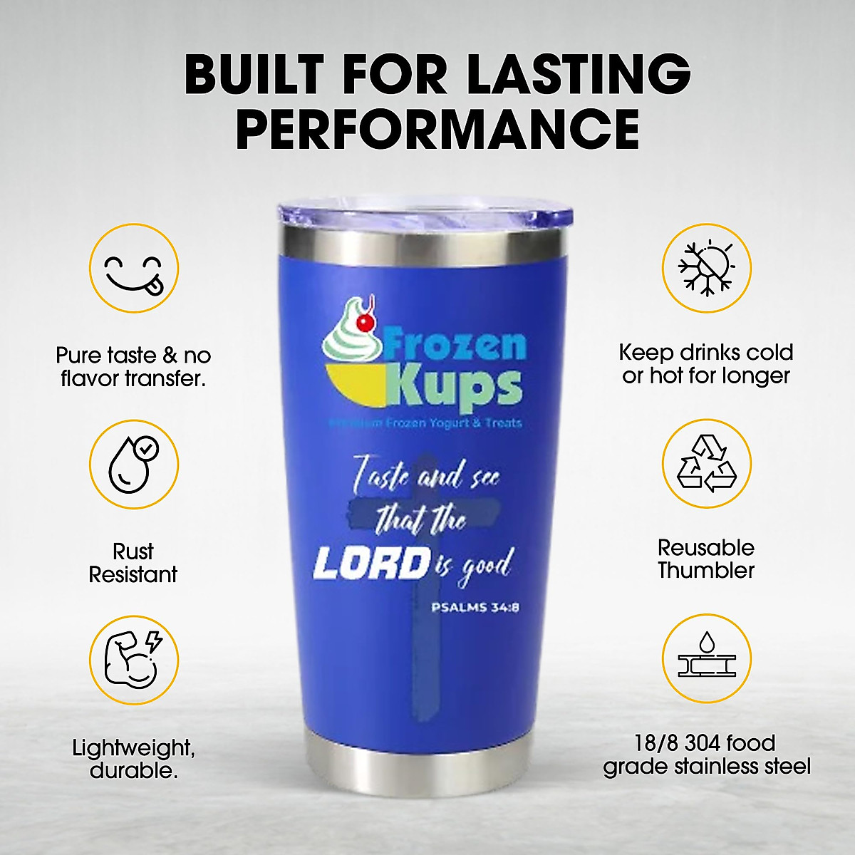 Frozen Kups 20oz Stainless Steel Tumbler Blue, Vacuum Insulated Coffee Tumbler with Lid, Hot and Cold Travel Coffee Mug, Durable Spill-Proof Insulated Coffee Mug, Double-Wall Insulated Tumbler (Blue)