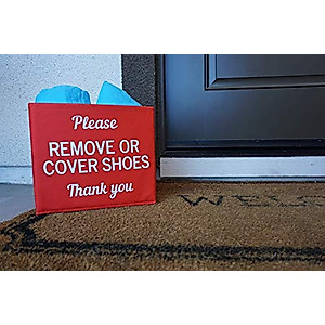RE GOODS Shoe Cover Box | Disposable Shoe Bootie Holder For Realtor Listings and Open Houses, Please Remove Your Shoes Sign, Real Estate Agent Supplies