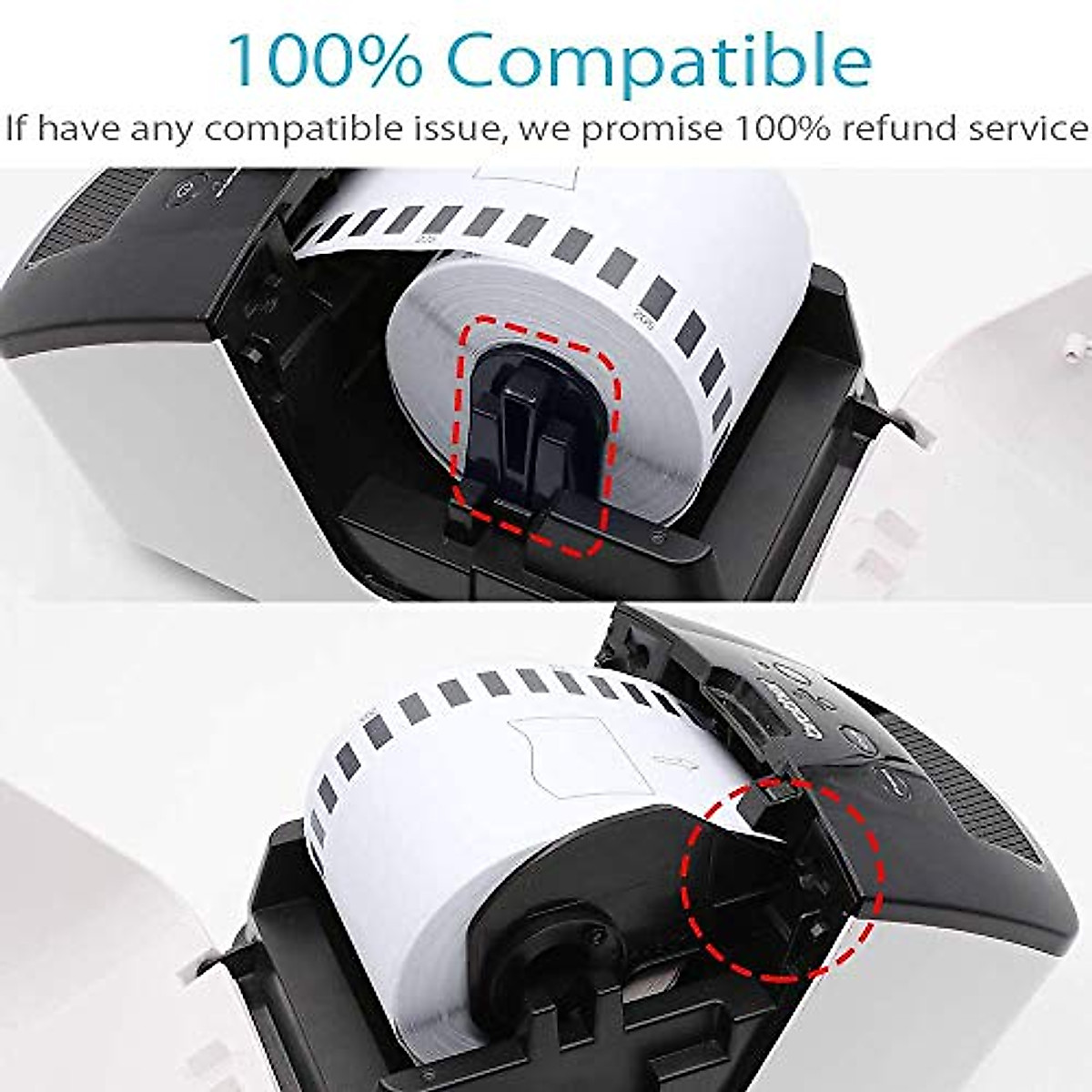 COLORWING Compatible Continuous Paper Labels Replacement for Brother DK-2205 62mm x 30.48m(2.4" x 100ft) Shipping Address Labels, for Brother QL-800, 810W, 820NWB, 1110NWB, 8 Rolls with 1 Frame