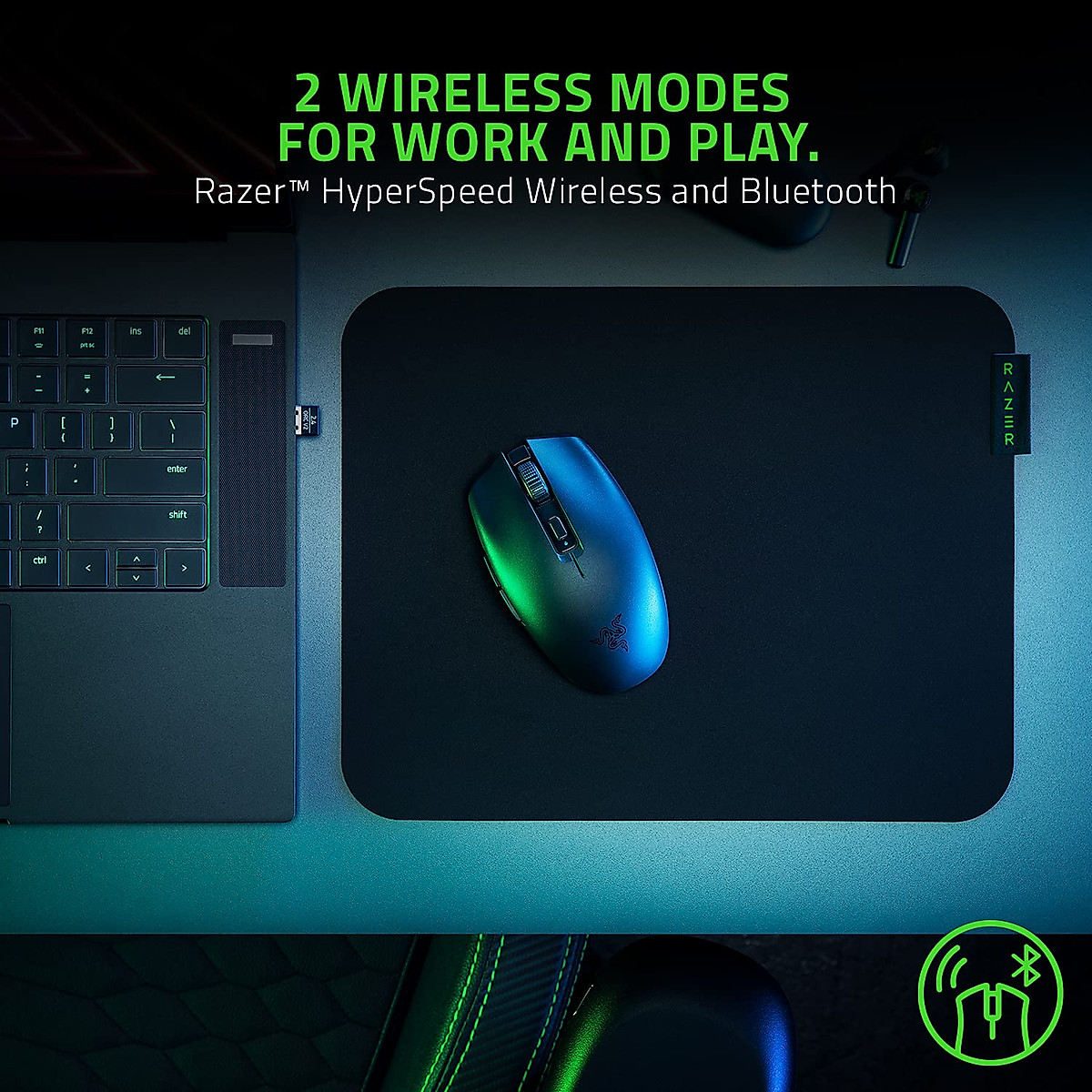 Razer Orochi V2 Mobile Wireless Gaming Mouse: Ultra Lightweight - 2 Wireless Modes - Up to 950hrs Battery Life - Mechanical Mouse Switches - 5G Advanced 18K DPI Optical Sensor - Strike Edition