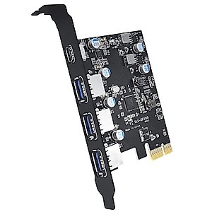 PCI-E to USB3.0 Super Fast Expansion Card 4 Ports(1xUSB-C-3xUSB-A), PCI Express USB Add in Card, Internal Converter PCI Express Expansion Card for Desktop PC Card, Support WindowsXP/7/8/10 and MAC OS
