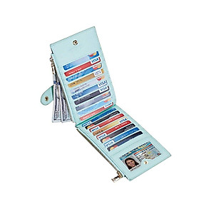 Travelambo RFID Wallet Women Large Size Bifold Multi Card Wallet Case with Zipper Pocke Credit Card Holder for Women