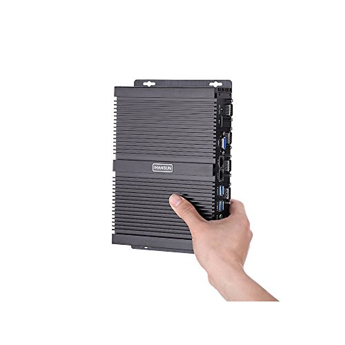 HUNSN Fanless Industrial PC, Mini Computer, Intel Core I5 3317U, Windows XP / 11 or Linux Ubuntu, IM02, VGA, HDMI, 2 x LAN, 4 x COM RS232, 4 x USB2.0, 4 x USB3.0, 8G RAM, 512G SSD, 1TB HDD