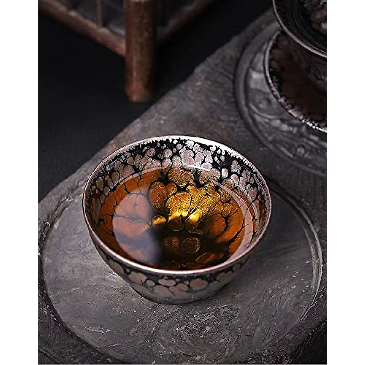 Ycc ice Ceramic Tea Cup, 4 OZ/120ml, Japanese Tenmoku/Jianzhan, Chinese Handmade Tea Cup, Asian Tea Cups, Asian Tea Cups No Handles