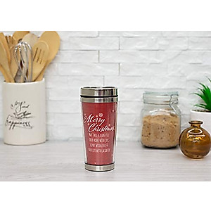 Merry Christmas 16 Oz Stainless Steel Travel Mug with Lid