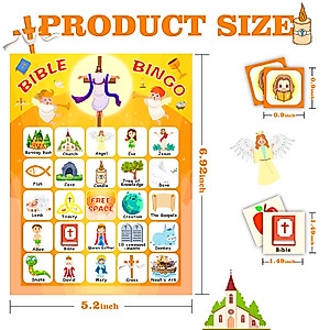 Bible Bingo Game for Kids Adults Christian Sunday Church Game Bible Activities 24 Bingo Cards Sets for Family Open Day Vacation Bible School Decorations, Easter Gifts, Holiday Party Favors Supplies
