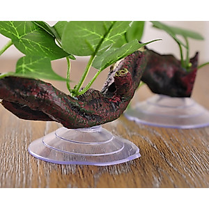 IBWell Resin Reptile Corner Branch Terrarium Plant Decoration with Suction Cup for Amphibian Lizard Snake Climbing Ornament
