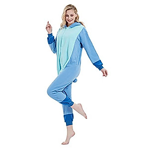 HvnTjvn Adult Onesie Stitch Animal Jumpsuit Unisex One-Piece Pajamas Cosplay Costume Sleepwear for Halloween christmas Women Men S