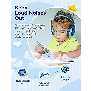 iClever BTH12 Kids Bluetooth Headphones,Colorful LED Lights Wireless Kids Headphones,74/85/94dB Volume Limited,55H Playtime,Bluetooth 5.2,Over Ear Headphones Built-in Mic for iPad/Tablet/Airplane,Blue