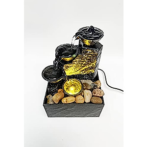 Tabletop Fountain, Desktop USB Small Water Fountains with Irregular Stones and Decorative LED Lights